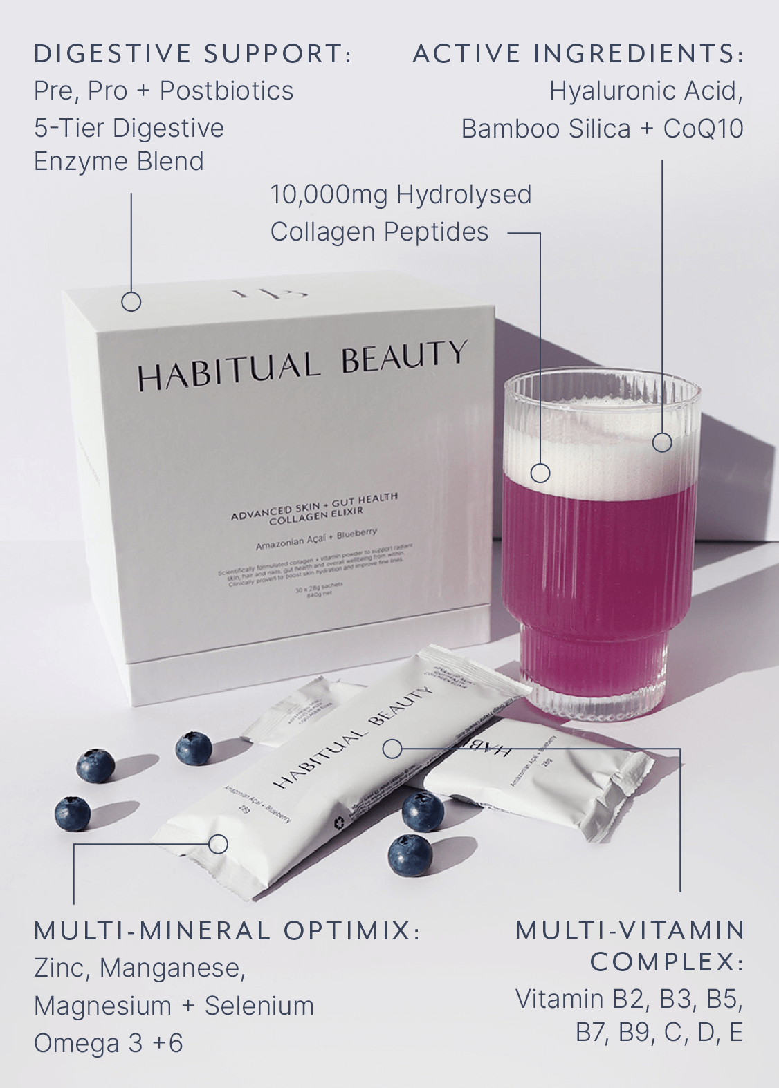 Advanced Skin + Gut Health Collagen Elixir - Amazonian Açaí + Blueberr ...